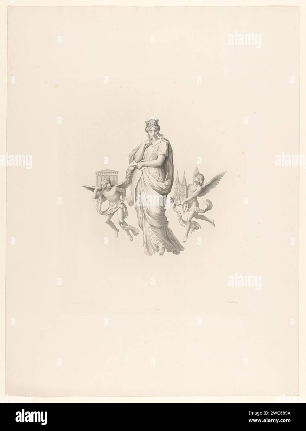 Allegory of architecture, Albert Teichel, After Wilhelm von Kaulbach ...