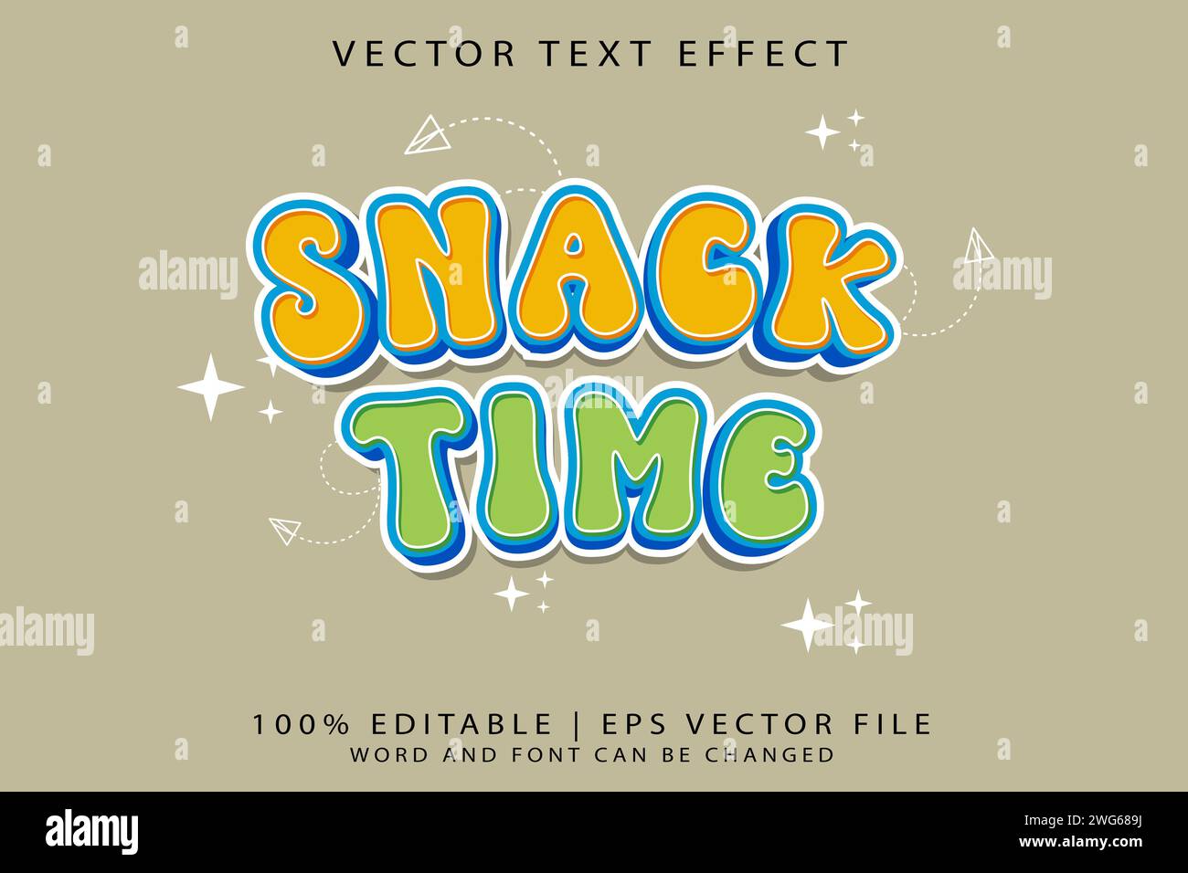 Editable text effect Snack Time premium vector 3D cartoon template ...