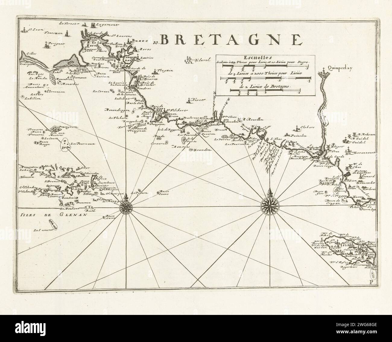 Map of the south coast of Brittany, ca. 1702, 1702 - 1703 print Map of ...
