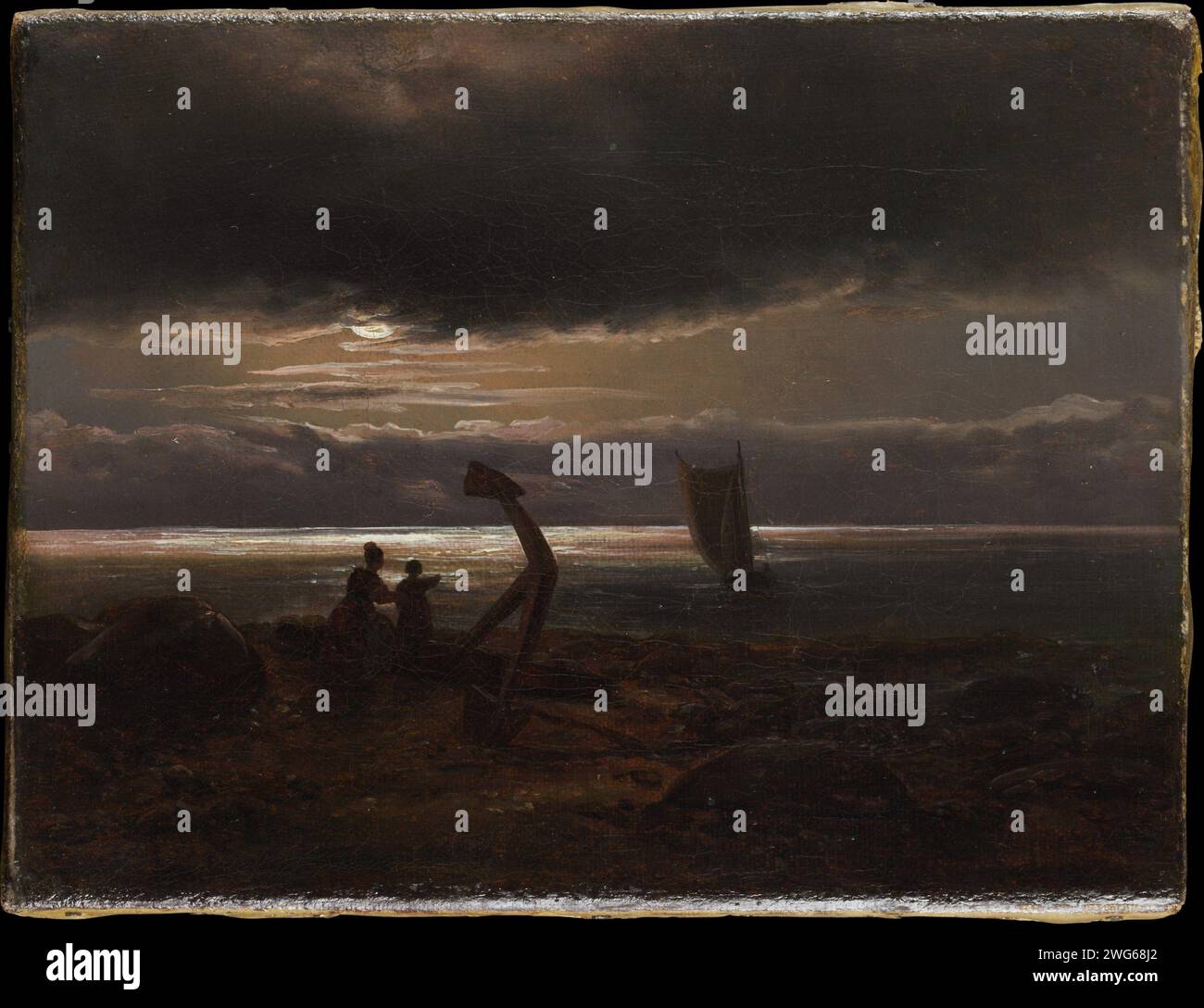 Mother and Child by the Sea Johan Christian Dahl 1830 Stock Photo - Alamy