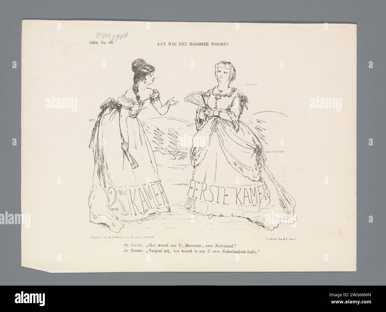 Cartoon on the simultaneous sessions of the Upper and Lower House, 1869 ...