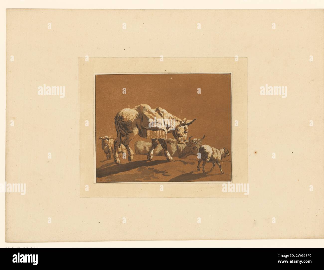 Landscape with cattle, 1783 print Nuremberg paper etching cattle Stock ...