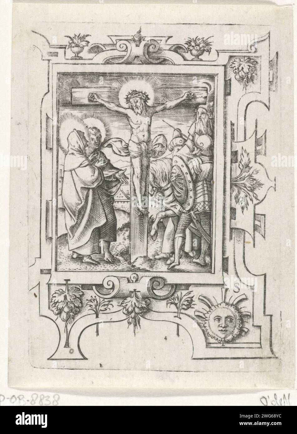 The Kruisiging Virgil, 1524 - 1562 print paper engraving the crucifixion of Christ: Christ's ...