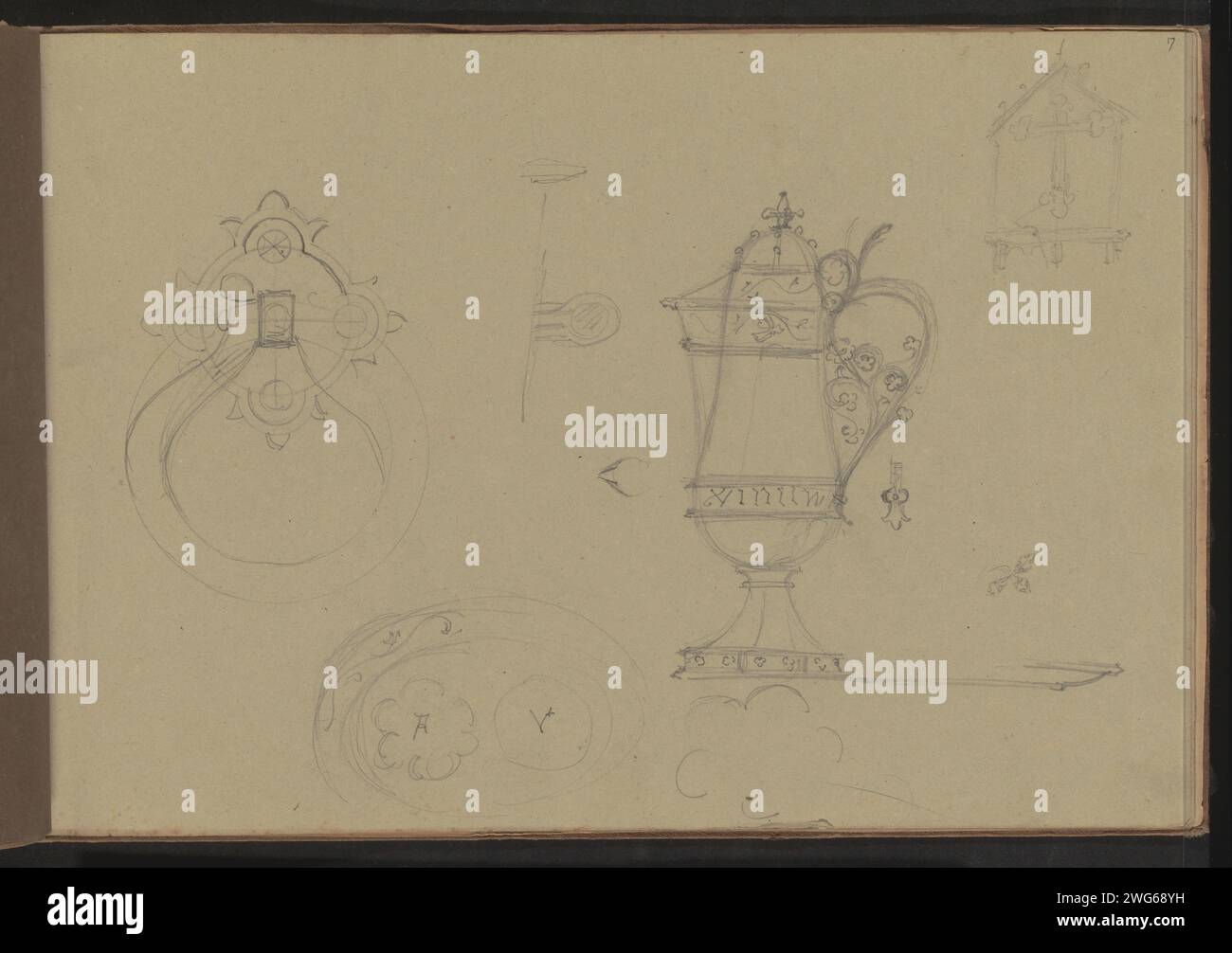 Study sheet, including with a chalice, 1837 - 1921 Page 17 Recto from a ...