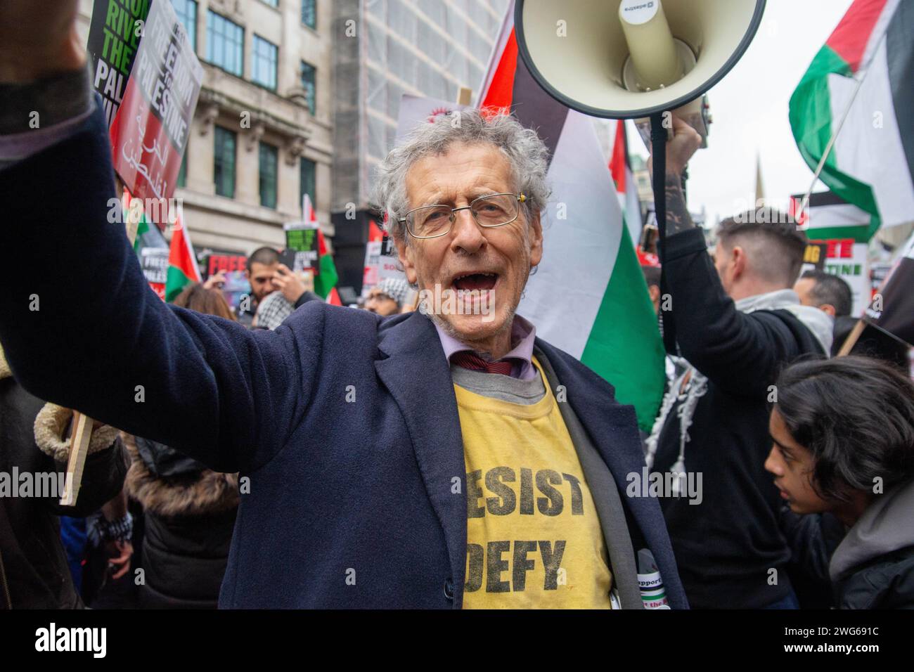 London, UK. 3rd Feb, 2024. Piers Corbyn.National March for Palestine ...