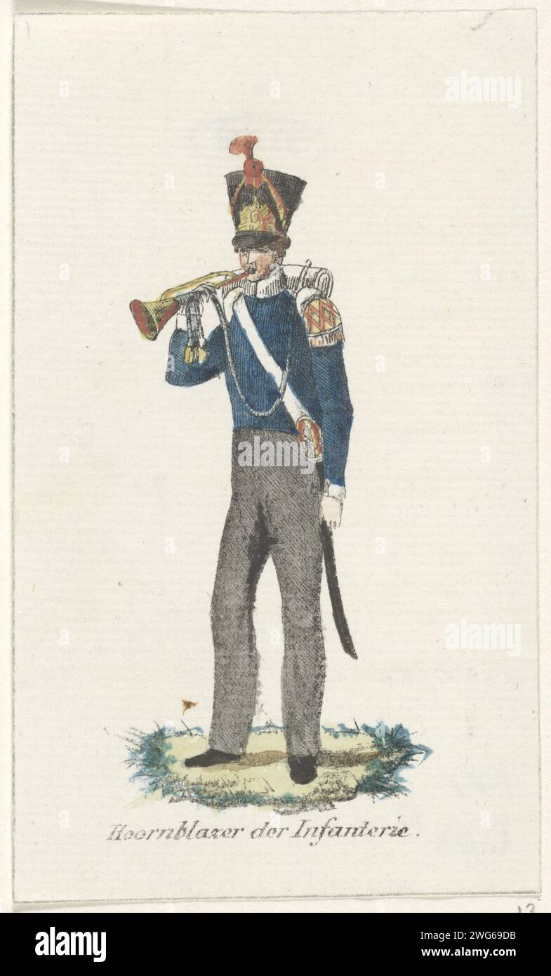 Hornblazer, Willem Charles Magnenat, 1830 - 1835 print Uniform of a ...