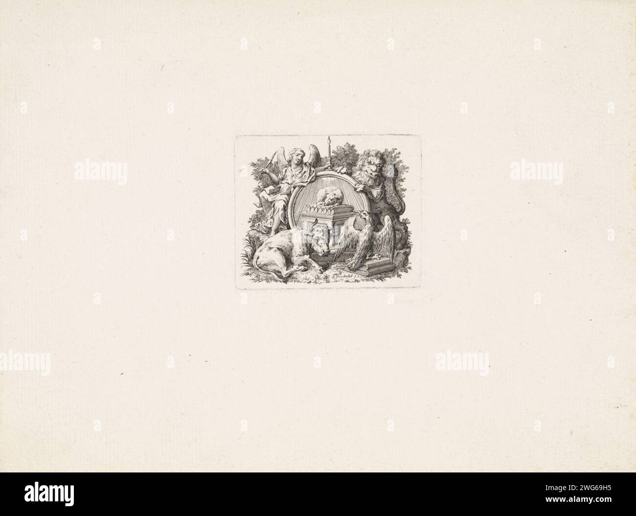 Lam surrounded by the Evangelistensymbols, Reinier Vinkeles (I), 1751 ...
