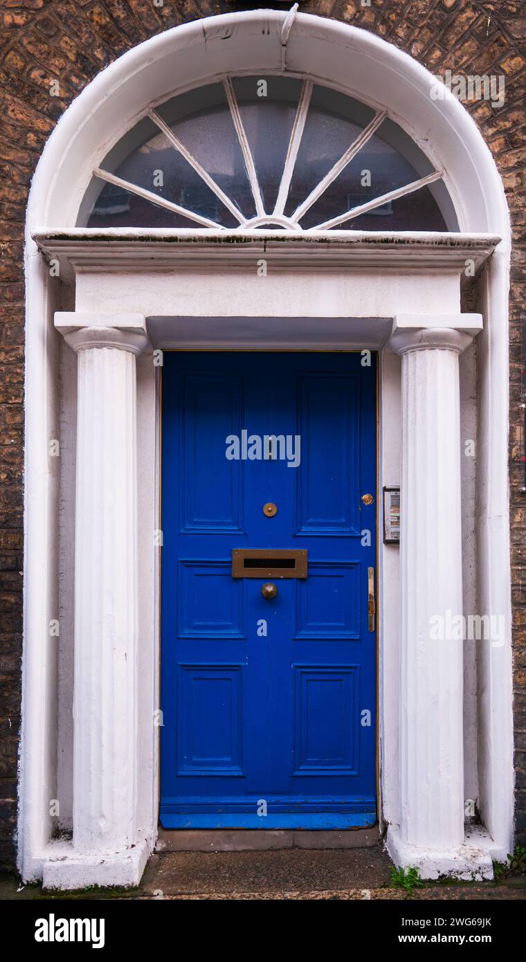 Colorful blue georgian door in Dublin, Ireland. Historic doors in ...