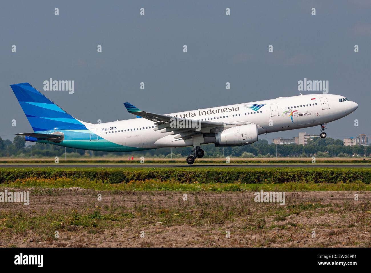 Garuda Indonesia Airbus A330-200 with registration PK-GPK just airborne ...