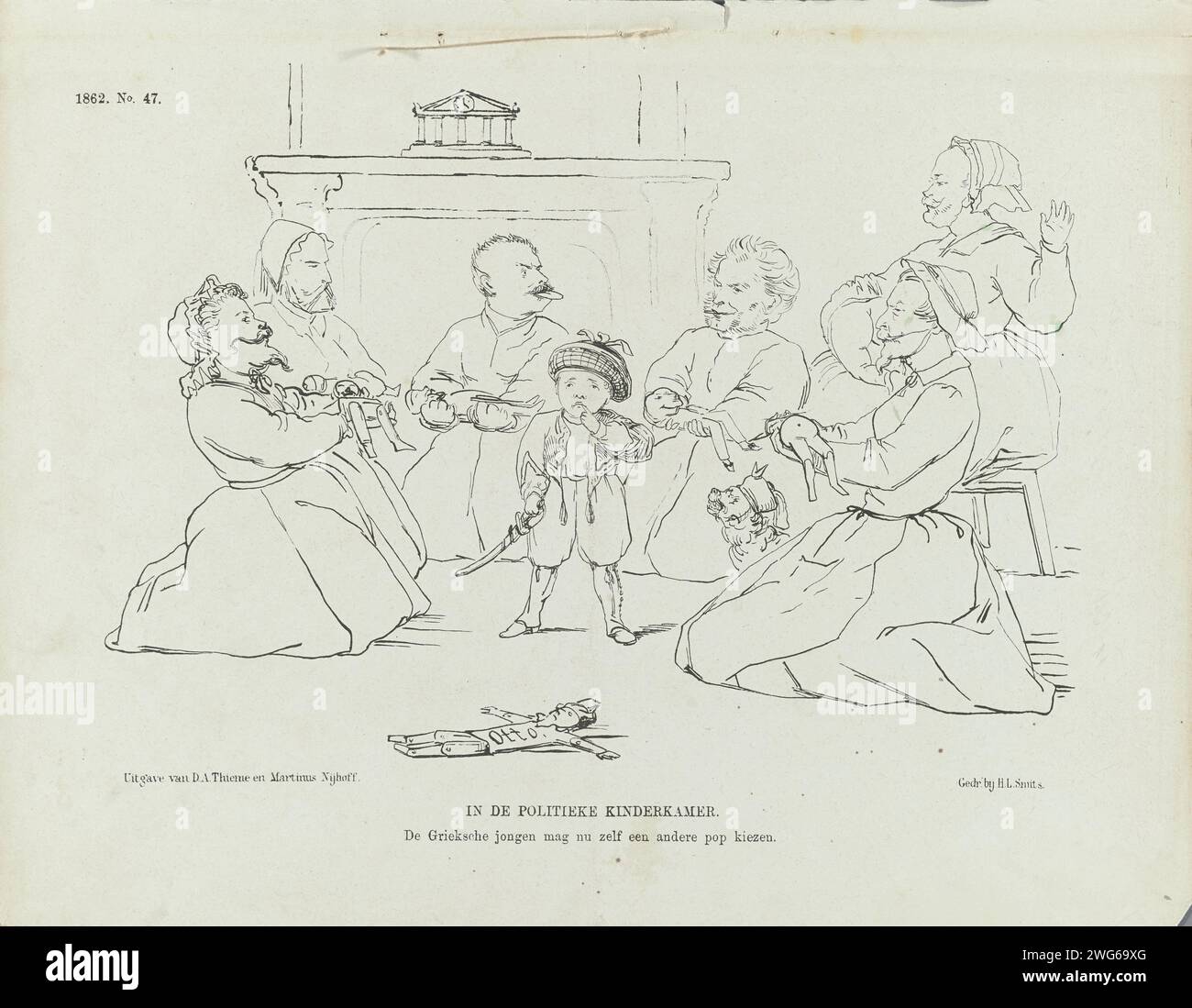 Cartoon on the vacant Greek royal throne, 1862, 1862 print Cartoon on ...