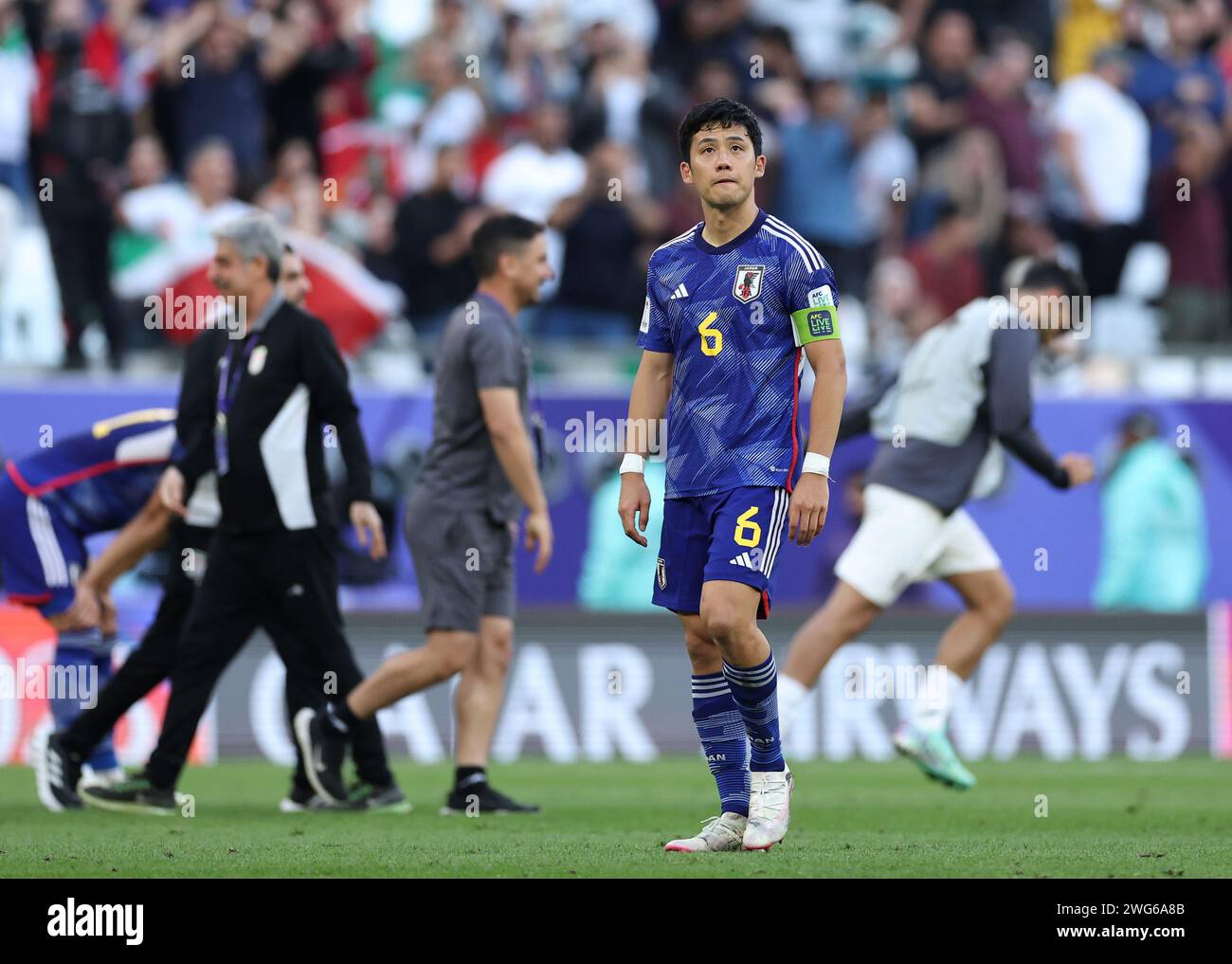 Doha, Qatar. 3rd Feb, 2024. Japan's Endo Wataru reacts after the ...