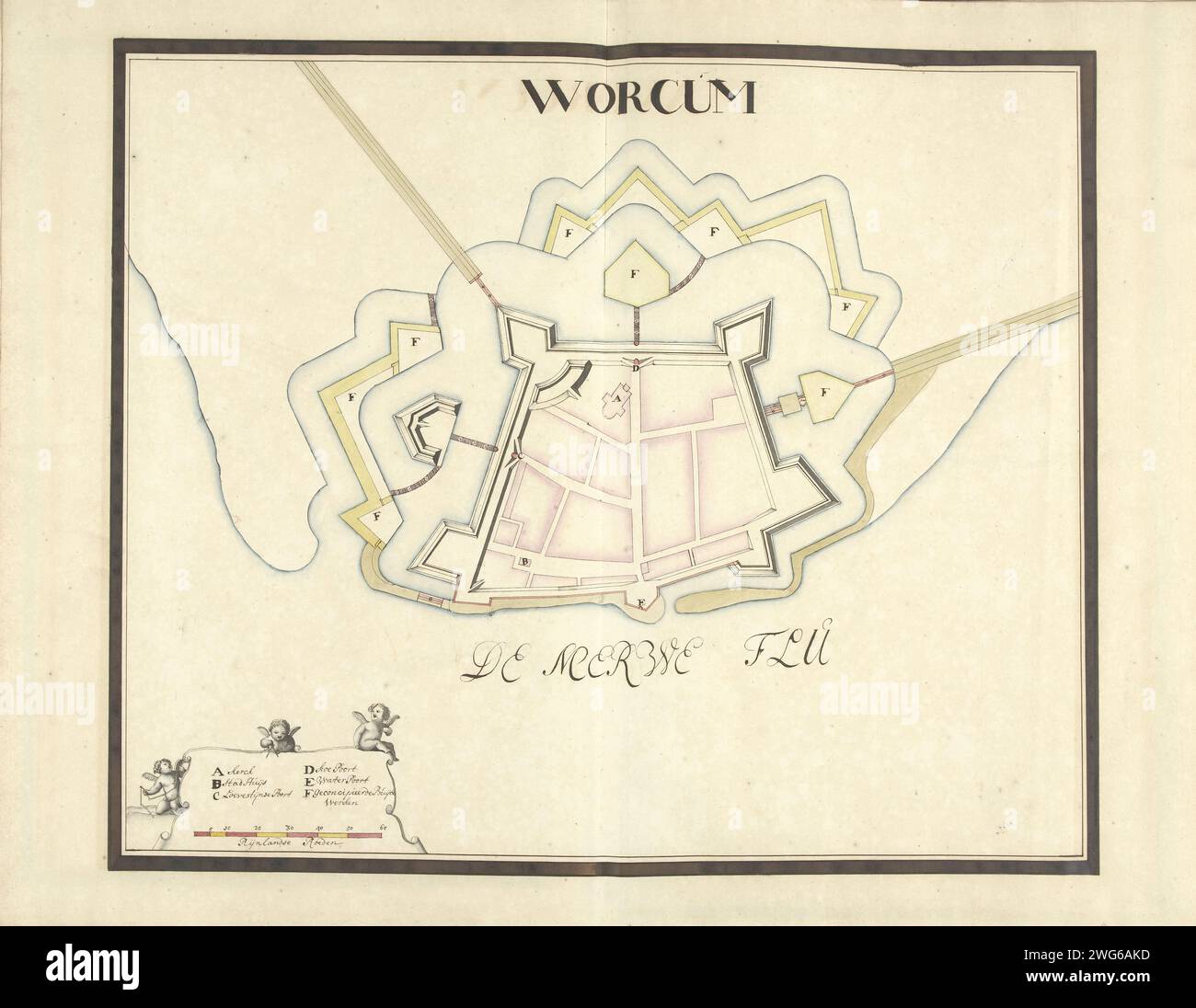Map of Workum, ca. 1701-1715, 1701 - 1715 drawing Map of the ...