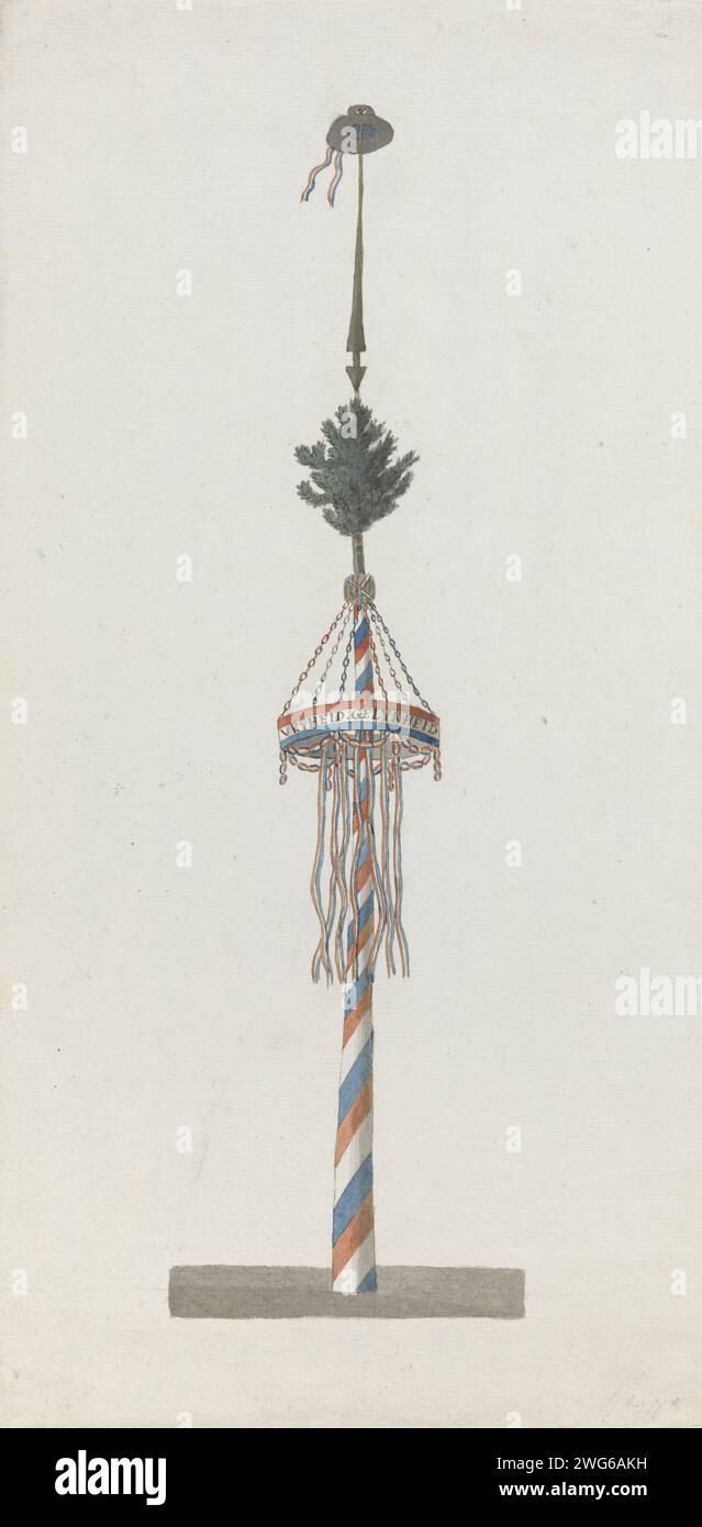 Freedom tree on Koningsplein, 1795, Anonymous, 1795 drawing De ...