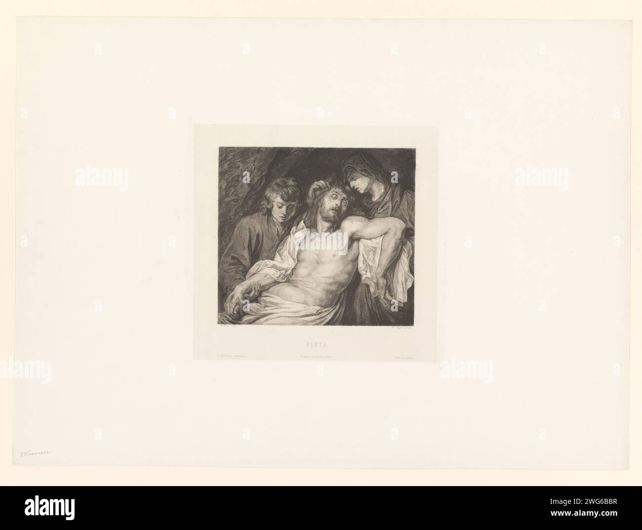 Piëta, William Unger, after Peter Paul Rubens, 1861 - 1889 print Vienna ...