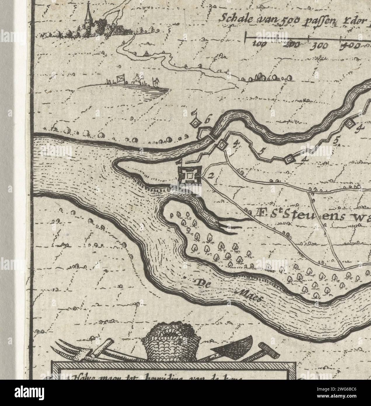 Map of Stevensweert, 1631-1632, 1632 - 1649 print Map of the fort at ...