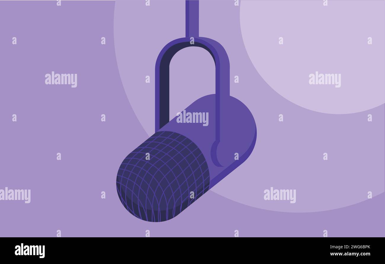 Podcast showcasing microphone digital audio file illustration Stock ...