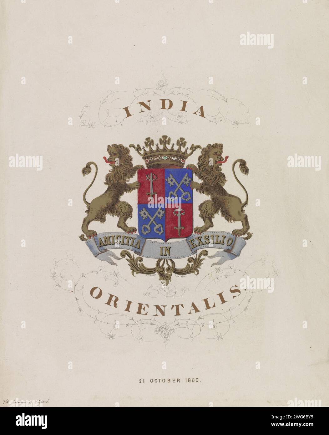 Coat of arms of the regional group India Orientalis, 1860, 1860 print ...