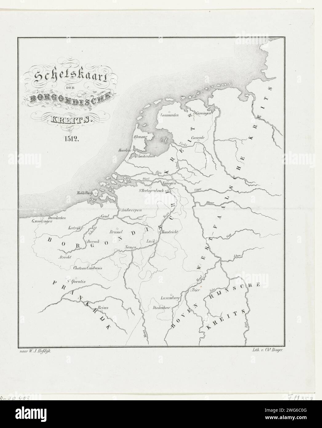 Map of the Burgundian Kreits, 1512, 1853 - 1861 print Map of the ...