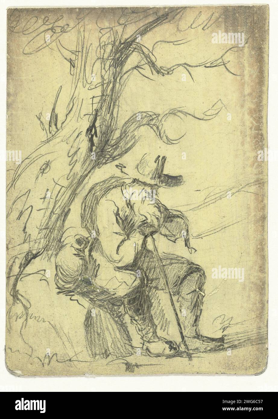 Man sitting under a tree drawing hi-res stock photography and images ...