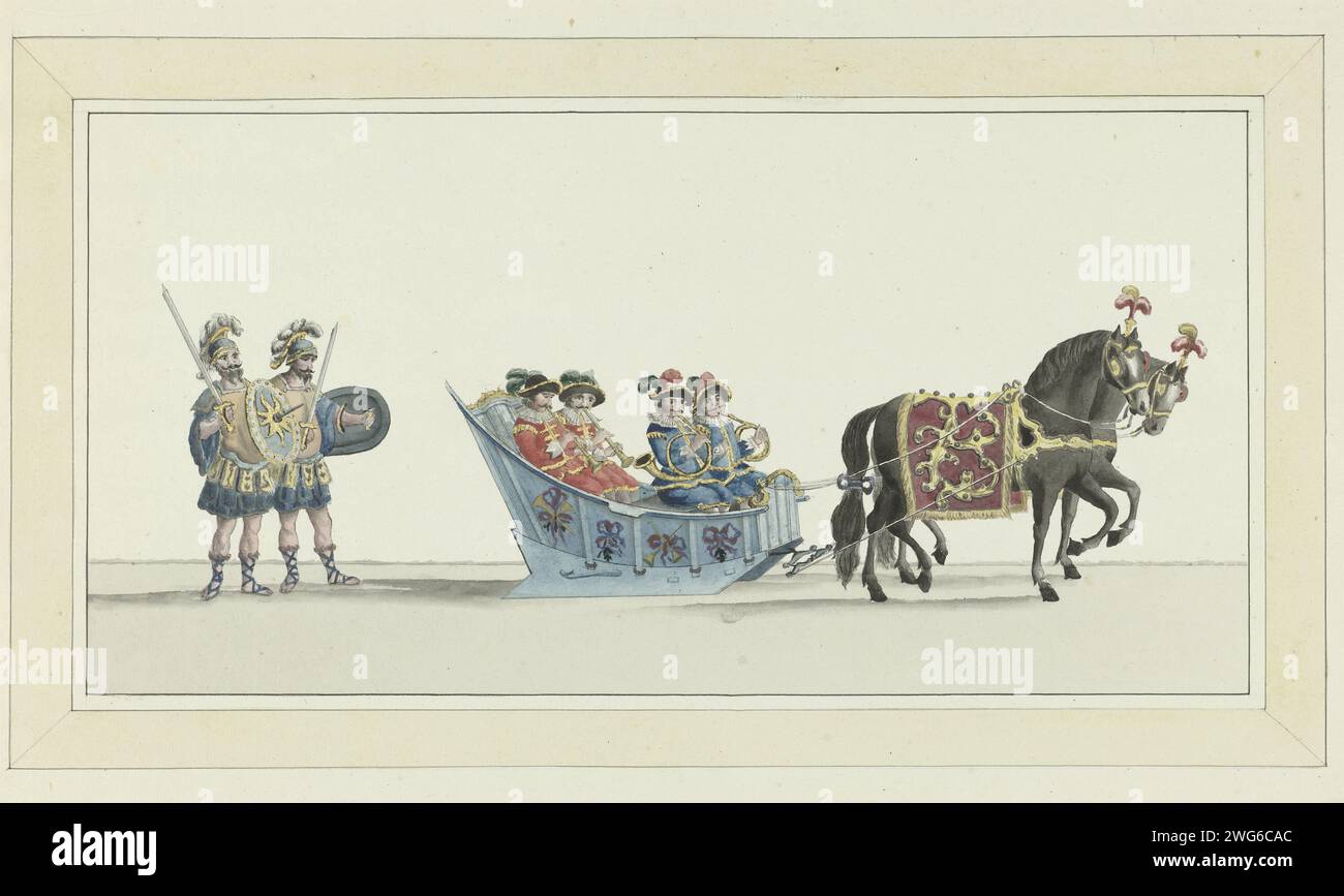 Tweete slide, Abraham Delfos, 1776 drawing The second sledge in the ...