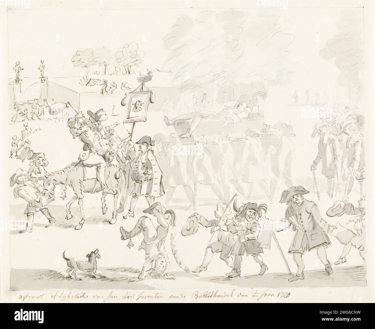 The funeral of John Law, 1720, 1720 drawing Funeral procession of John ...