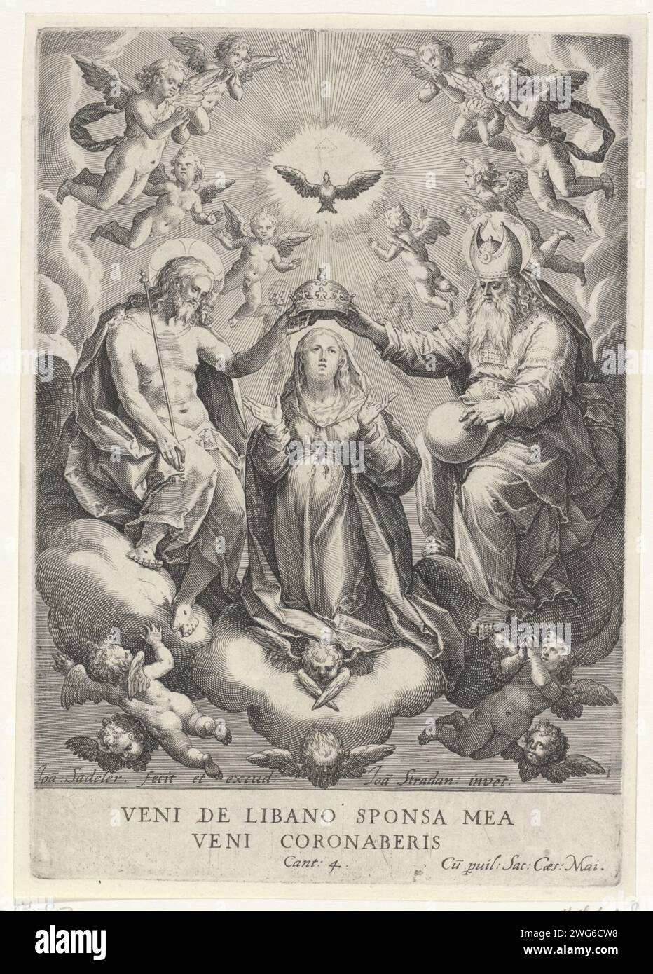 CREAT OF MARIA with angel scissors, Johann Sadeler (I), After Jan van der Straet, 1593 - 1600 ...