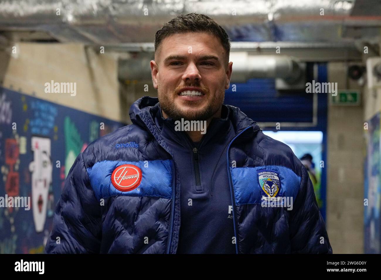 Joe Philbin of Warrington Wolves arrives at the stadium before the ...