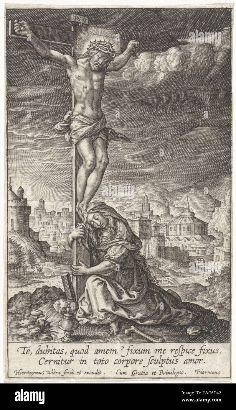 Christ on the Cross, Hieronymus Wierix, 1563 - Before 1619 print Christ hangs on the cross ...