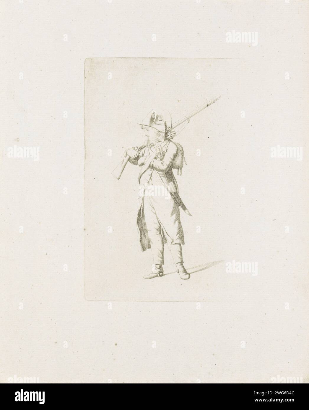 Standing French soldier, August Christian Hauck, 1795 print A standing ...