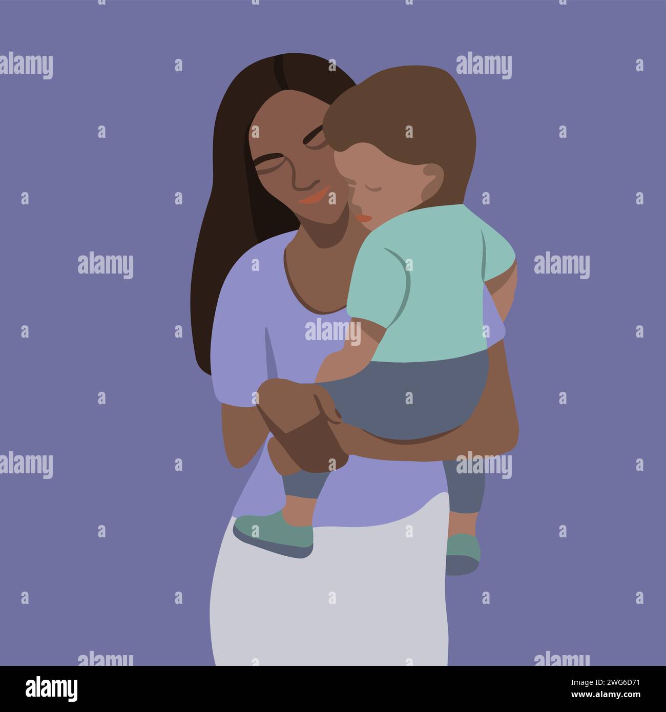 Vector isolated illustration of mom with baby. Motherhood. The woman ...