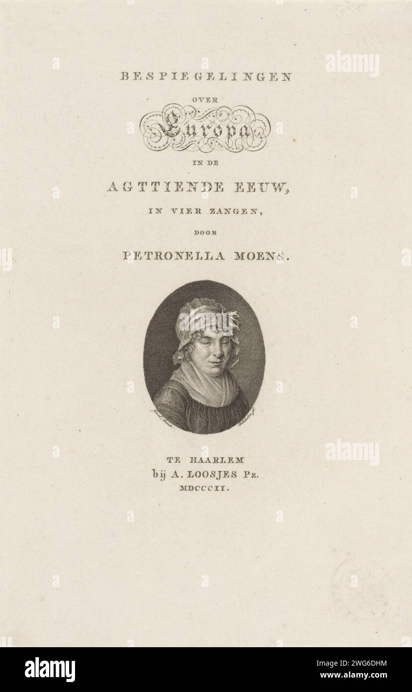 Portrait of Dutch poet Petronella Moens, Reinier Vinkeles (I), After ...