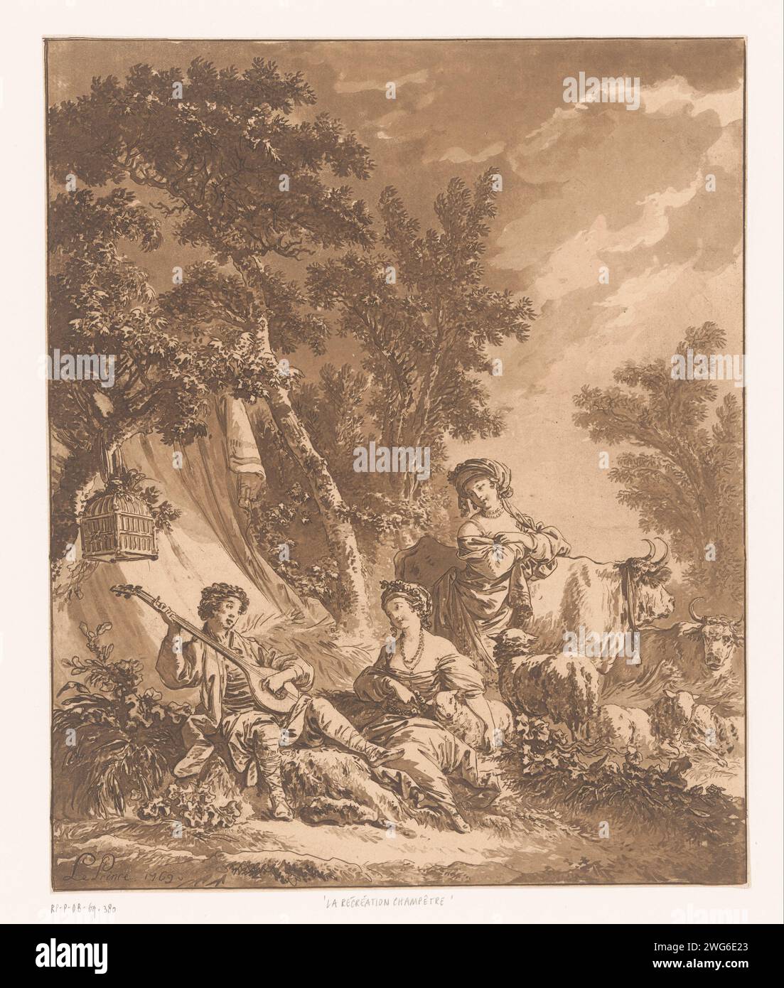 Landscape with musician shepherd and two shepherds, Jean Baptist ...