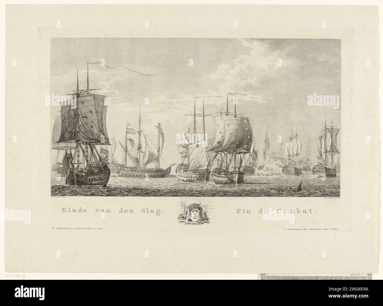 End of the sea battle at Doggersbank, 1781, Mathias de Sallieth, after ...