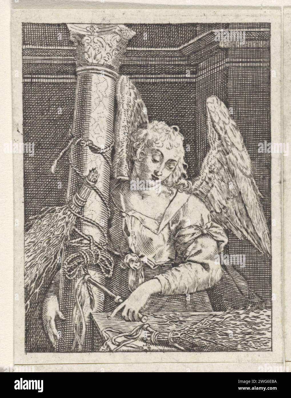 Engel met de zuil, roede en Zweep, Johann Sadeler (I), after Aegidius ...