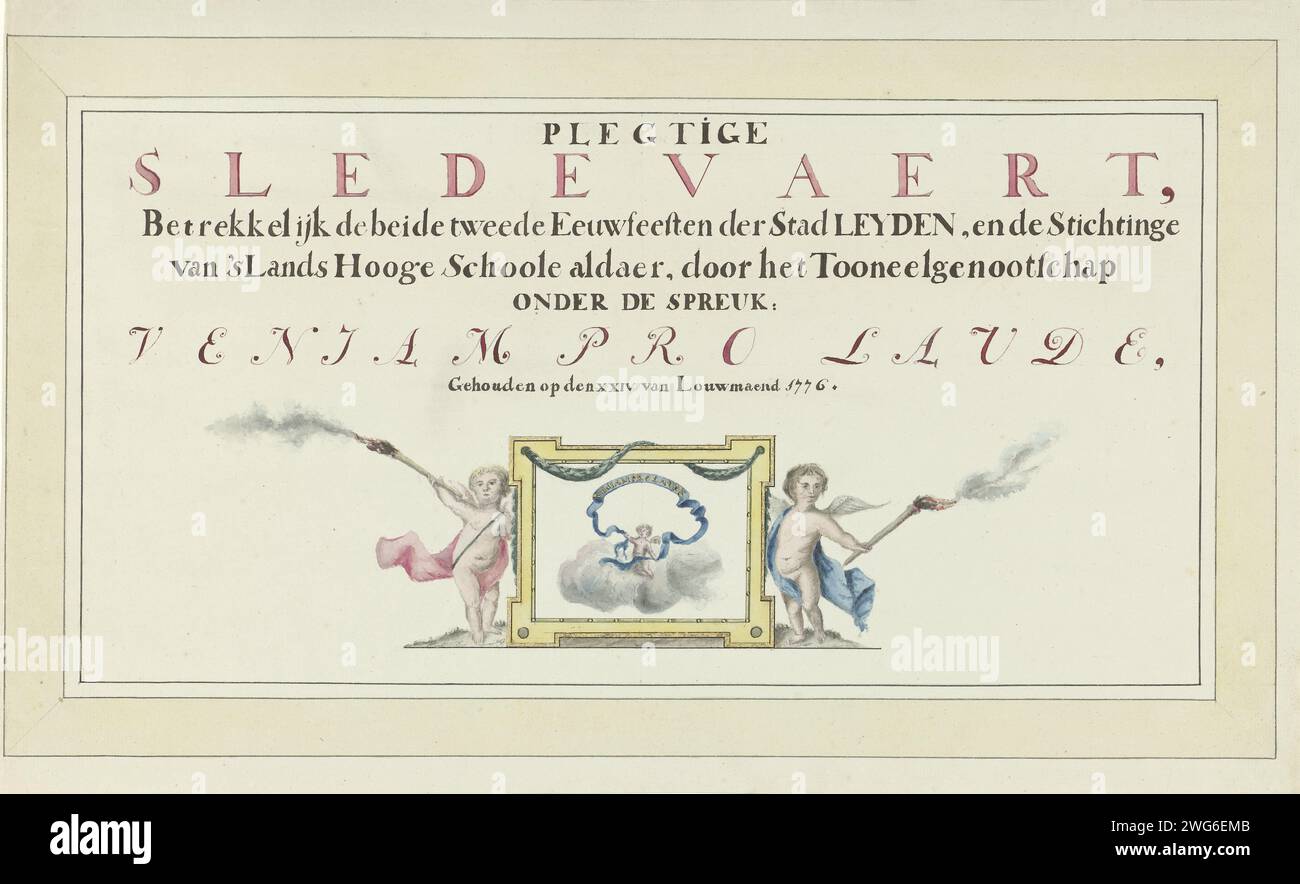 Title page, Abraham Delfos, 1776 drawing Title page with title and ...