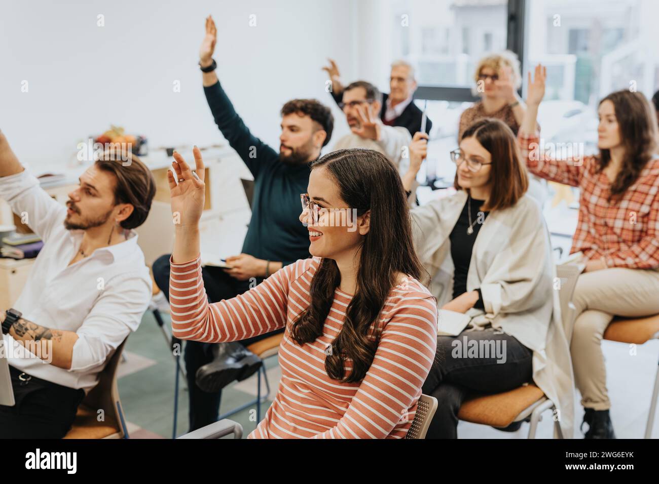 Successful business meeting with multi generational, multiethnic ...