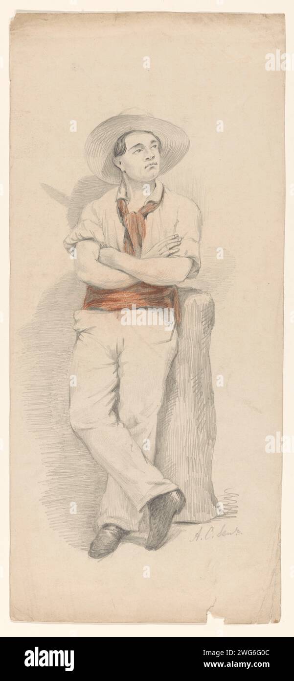Standing sailor, Alexander Cranendoncq, 1809 - 1869 drawing paper ...