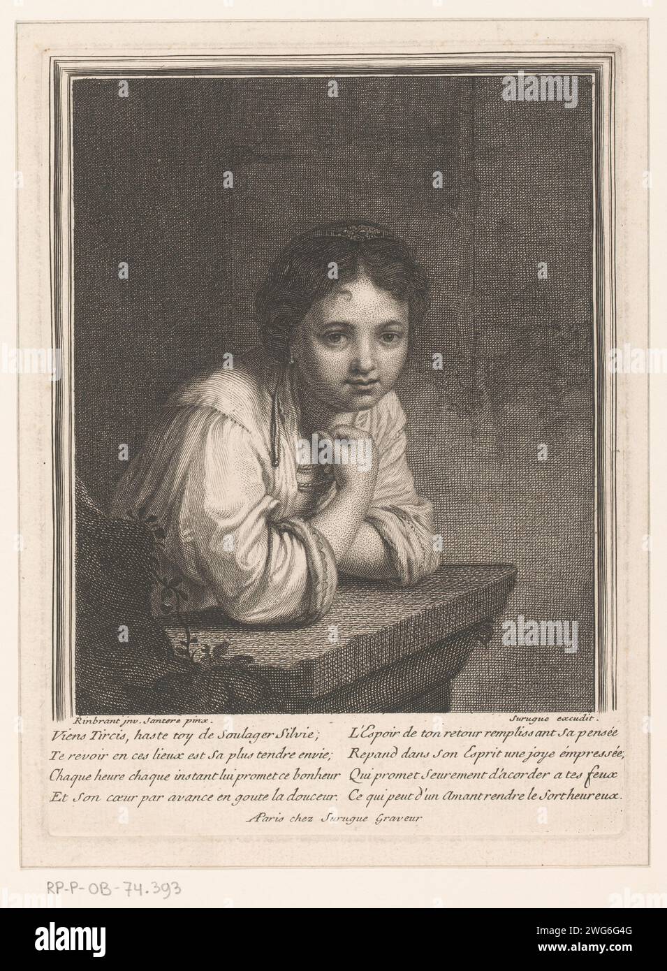 Girl in a window, Louis Surugue, After Rembrandt van Rijn, After Jean ...