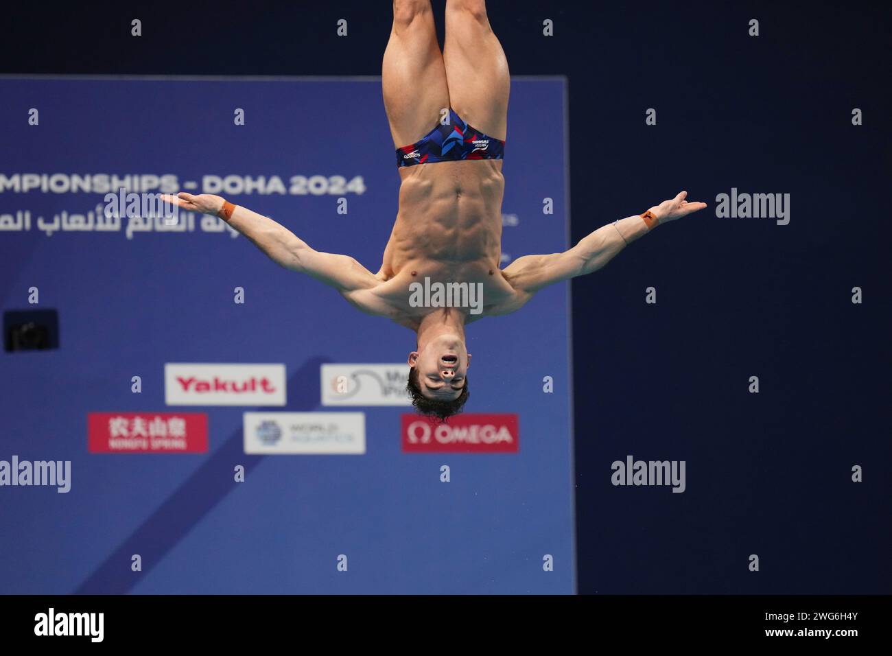 Ross Haslam of Great Britain makes a dive during the men's 1m ...