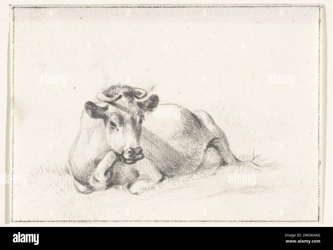 Lying cow, from the front, Jean Bernard, 1775 - 1833 drawing paper ...
