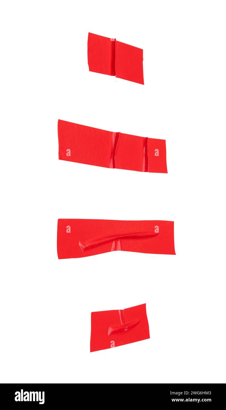 Top view set of red adhesive vinyl tape or cloth tape stripes is ...