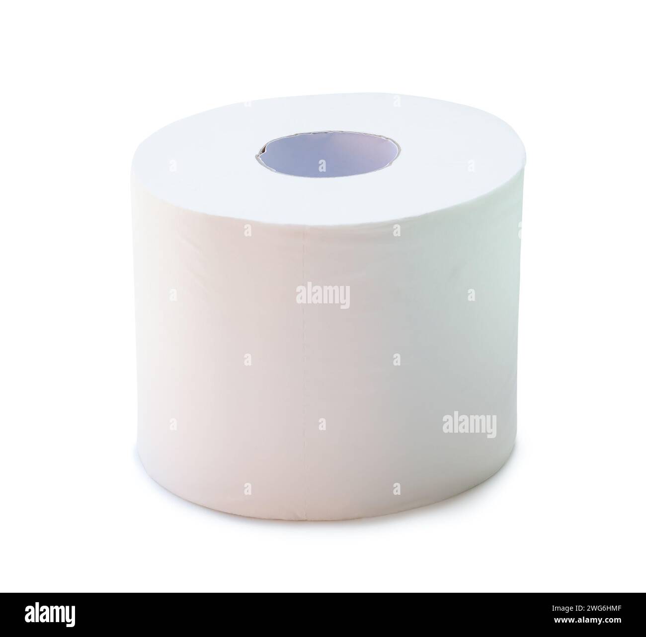 Tissue paper roll prepared for use in toilet or restroom is isolated on ...