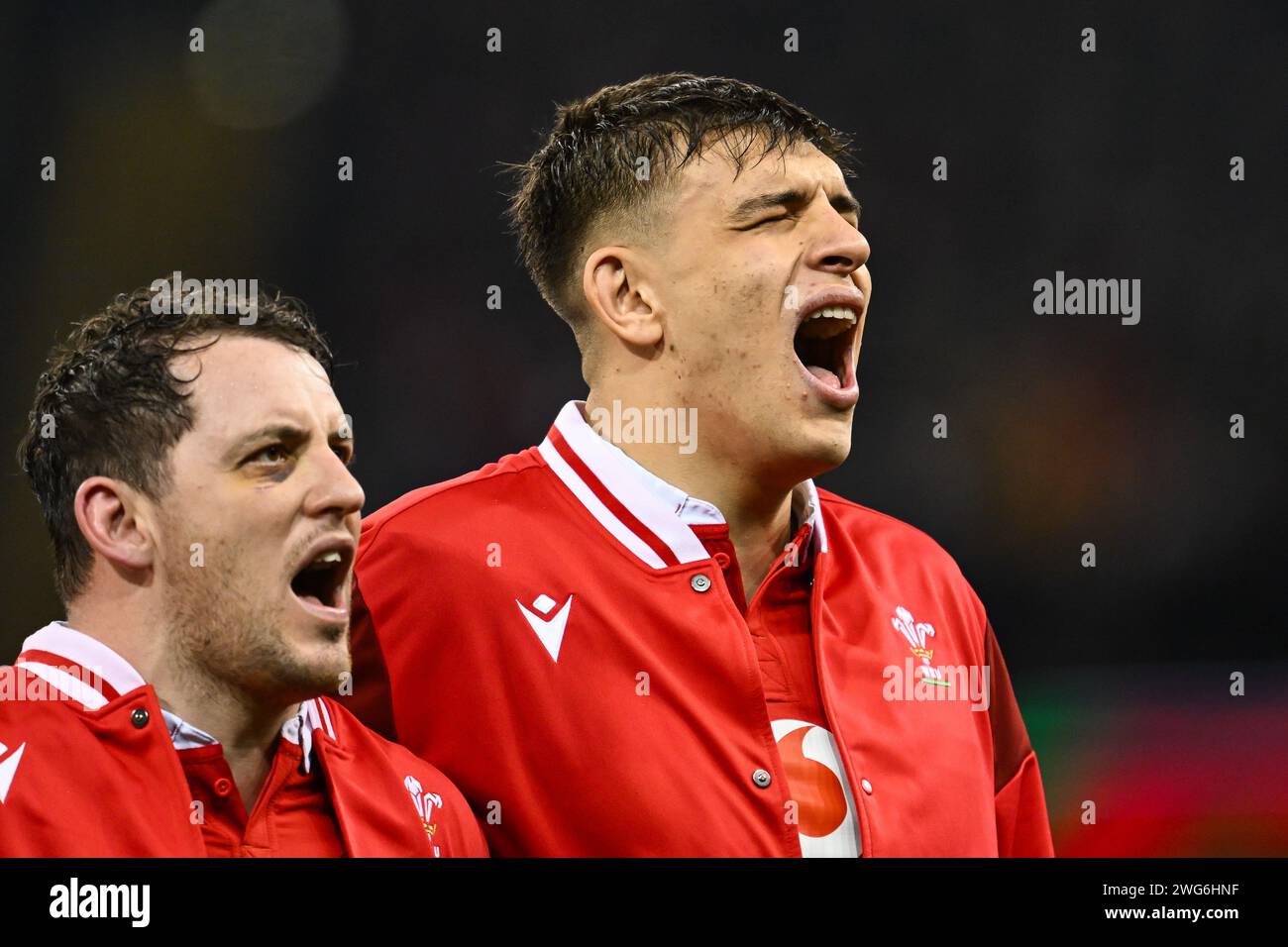 Dafydd Jenkins of Wales sings the national anthem ahead of the 2024 ...