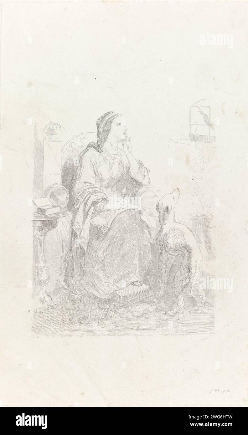 Helene looks through a window, Charles Rochussen, 1854 print Helene ...