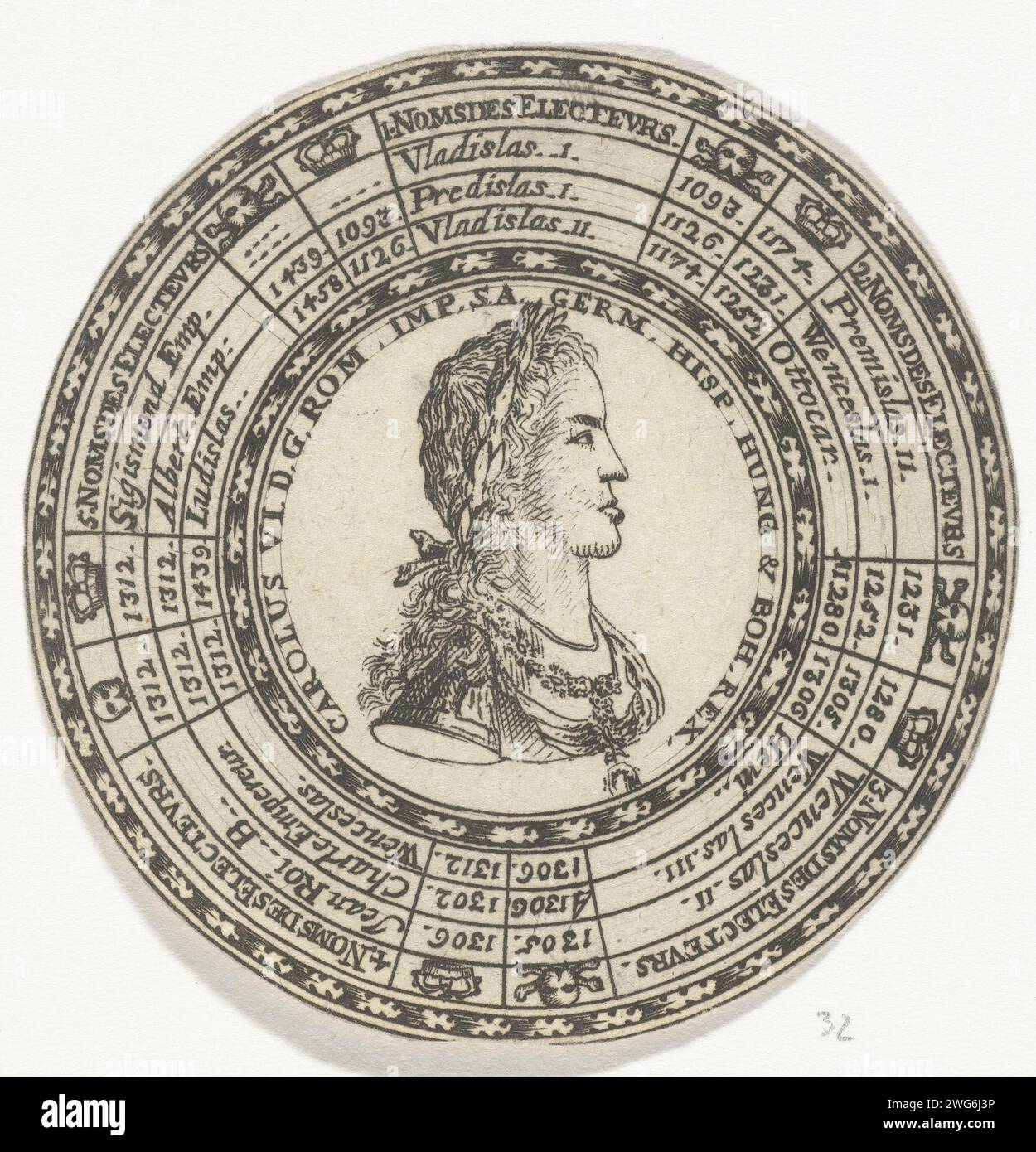 Menning with the portrait of Charles VI and the names of the Bohemian ...