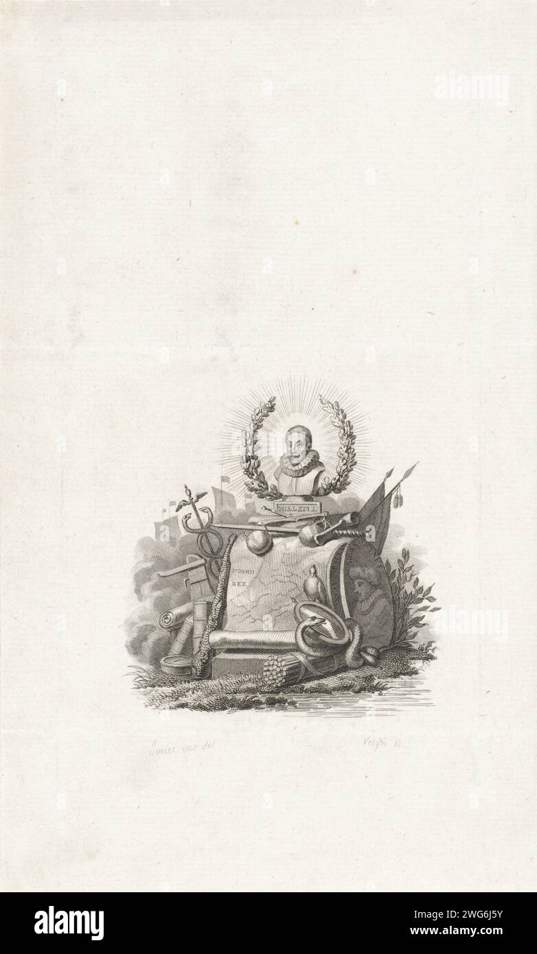 Allegory with bust of Willem I, Prince of Orange and map of Holland ...