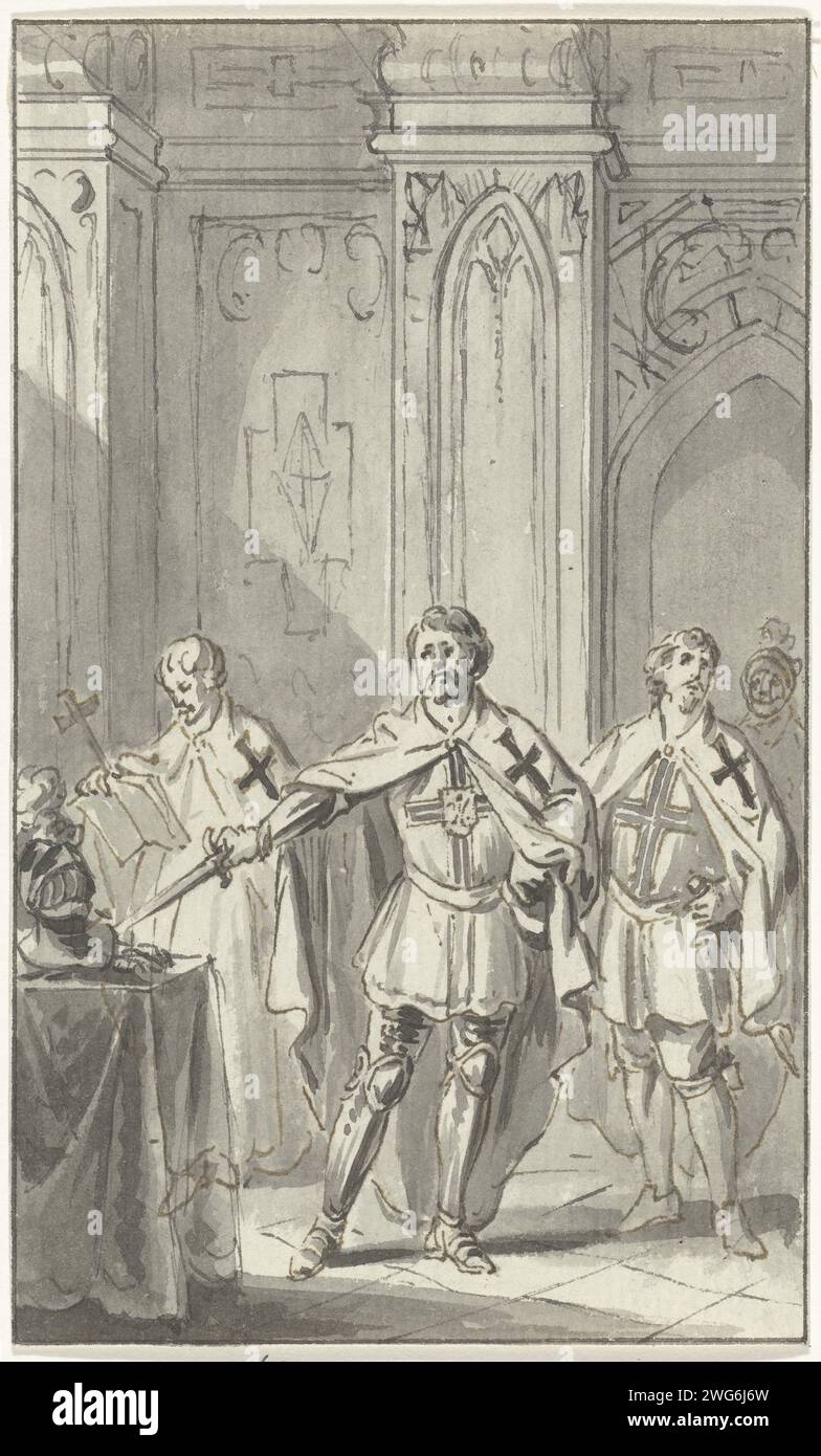 Knights of the German Kruis, 1180, Jacobus Buys, 1781 - 1783 drawing ...