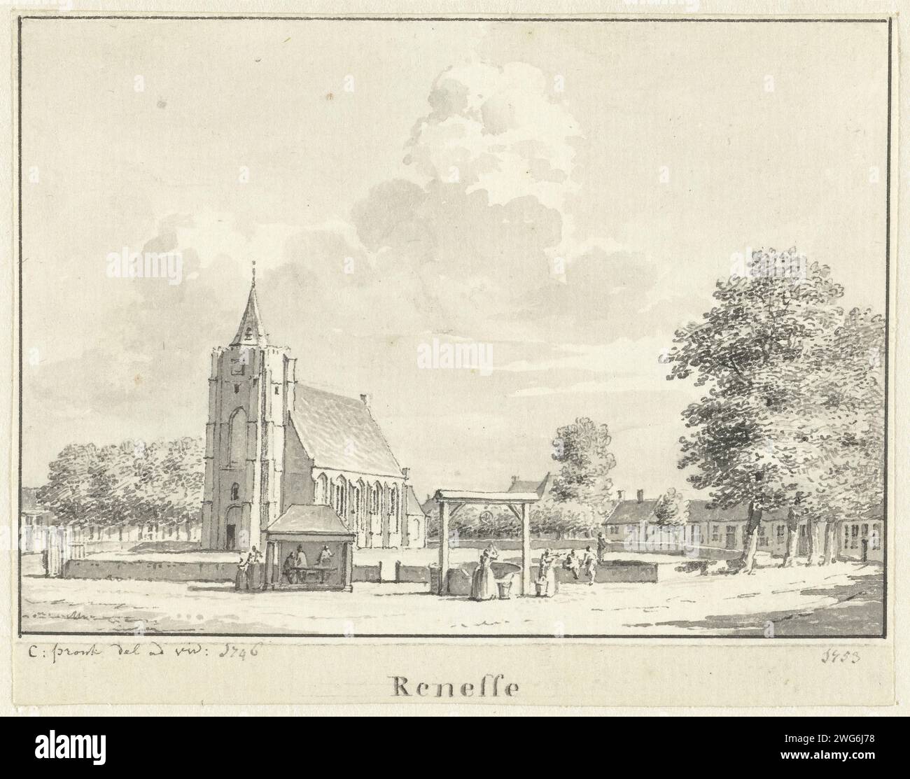 View of Renesse, Cornelis Pronk, 1746 drawing Design for a print. paper ...