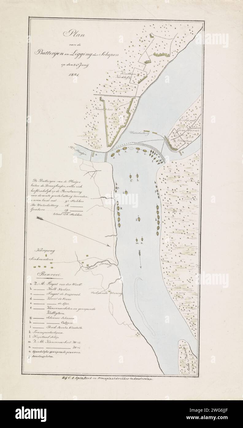 Map of the River near Palembang, 1821, Anonymous, 1821 print Map of the ...