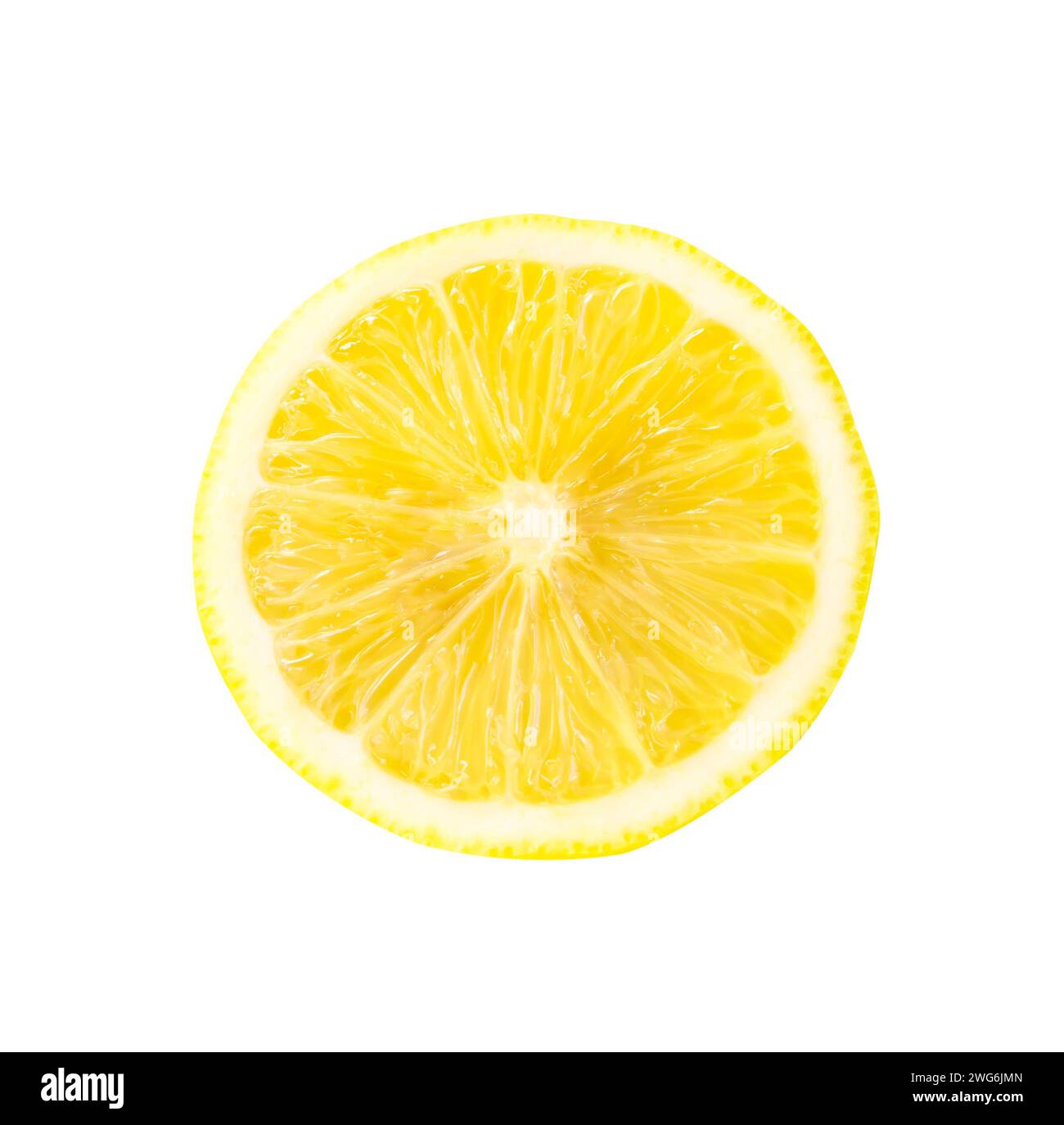 Top view of yellow lemon half is isolated on white background with ...